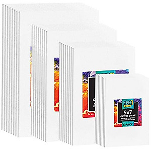KEFF Canvases for Painting - 32 Pack Blank Canvas Panels Set Boards for Acrylic, Oil, Tempera & Watercolor Paint - 100% Cotton Art Painting Supplies for Adults & Kids