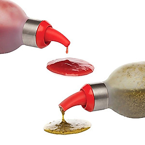 Cabilock 3pcs trp Pump Head Ketchup Soy Sauce Bottle Paint Condiment Sauce Squeeze containers jam Salad Sauce Squirt Bottles Soy Sauce Vinegar lecythus Clear Container Barbecue Tool