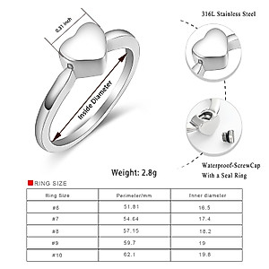Oinsi Urn Rings for Ashes, Heart Cross Infinity Shape Cremation Rings for Ashes for Women Men Finger Ashes Ring Memorial Jewelry for Loved Ones with Filling Kits