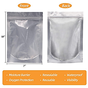 Wisesorb 1 Quart 90 Packs Mylar Bags For Food Storage, 7"x 10" Mylar Bags With Window, Freeze Dried Candy Bags, Reusable Storage Bags For Food, Mylar Food Storage Bags for Long Term Food Storage