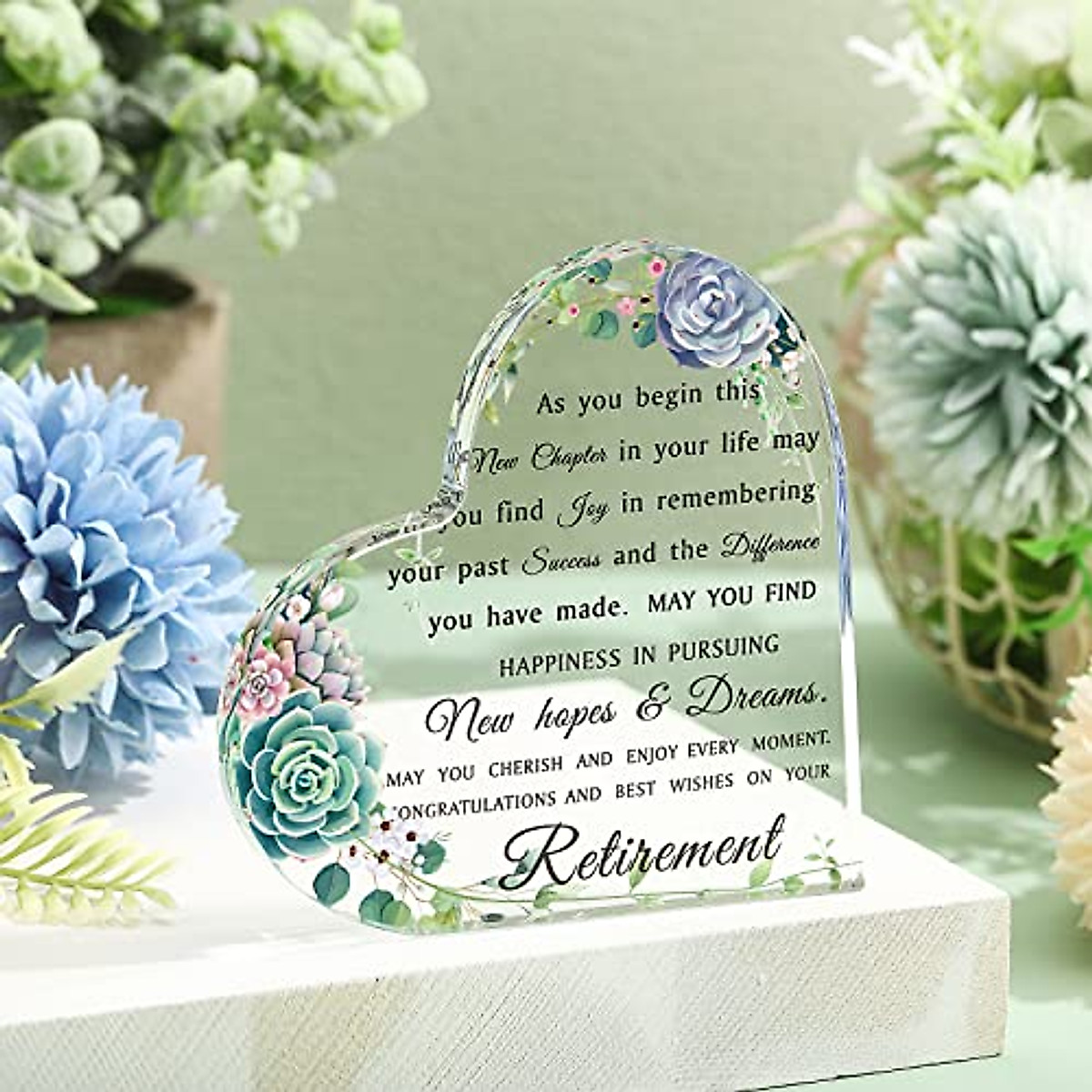 Acrylic Retirement Gifts for Women Retirement Plaque Inspirational Gifts for Retired Table Decoration for Coworker Teachers Nurses Graduation Paperweight (3.94 x 3.94 x 0.39 Inch, Classic Style)