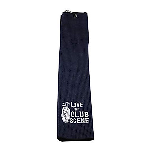 Embroidered Golf Towel Gift Golf Lover Gift Love The Club Scene Golf Towel with Clip (Love The Club Scene)