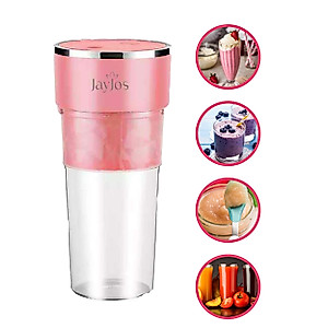 JayJos Portable Blender Smoothie Juicer Cup USB Rechargeable Home Travel Personal Mini size, Electric Powerful Sports (Pink)