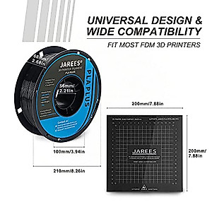 JAREES PLA Plus(PLA+) 3D Printer Filament,Higher Toughness PLA Pro Printing Filament 1.75mm 1kg Spool (2.2lbs), Dimensional Accuracy +/- 0.02 mm,Black