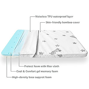 Crib Mattress Topper Memory Foam 2-Inch Fit Standard Crib/Toddler Bed Mattress with Removable Bamboo Crib Mattress Pad Topper Cover Protector Machine Wash & Non-Slip | 52“x 27“
