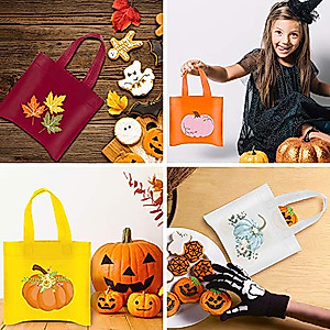 20Pcs Pumpkin Party Favor Bags, Halloween Non-Woven Pumpkin Bags, Autumn Goodie Candy Gift Bags Maple Leaf Pumpkin Treat Bags for Fall Birthday Baby Shower Thanksgiving Halloween Party Decoration