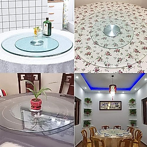 Dining Table Top Serving Plate, Round Glass Turntable Lazy Susan with Silent Bearings, 360° Smooth Rotating Serving Plate, for Kitchen Rotating Serving Plate ( Color : Clear , Size : 80cm (31.5inch) )