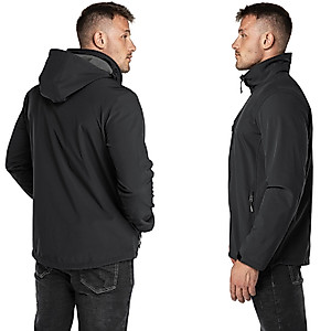 Outdoor Ventures Men's Lightweight Softshell Jacket Fleece Lined Hooded Water Resistant Winter Hiking Windbreaker Jackets