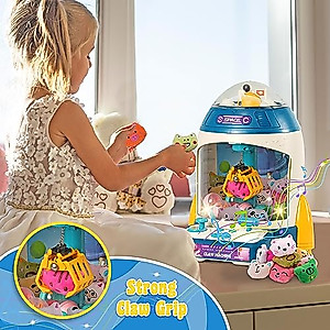 Bambibo Mini Claw Machine for Kids - Pre Assembled Blue Rocket Shaped, Vending | Indoor Toys Arcade Machines Home Game with Music Age 3-8, Pink