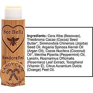 Bee Bella Lip Balm Stocking Stuffers, Candy Cane Scent, Moisturizing Lip Care Christmas Gifts, 100% Natural, Original Beeswax with Vitamin E, Handmade in USA (3 Pack)