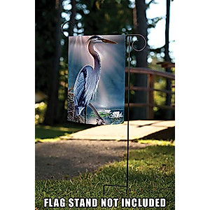 Toland Home Garden 1112452 Heron In Solitude Bird Flag 12x18 Inch Double Sided For Outdoor House Yard Decoration