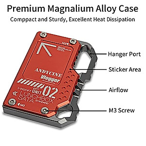 ANDYCINE Lunchbox II Red DIY Metal Case for DIY SSD Compatible for Atomos Ninja V,V+, Ninja Flame, Ninja Inferno, and Shogun Inferno
