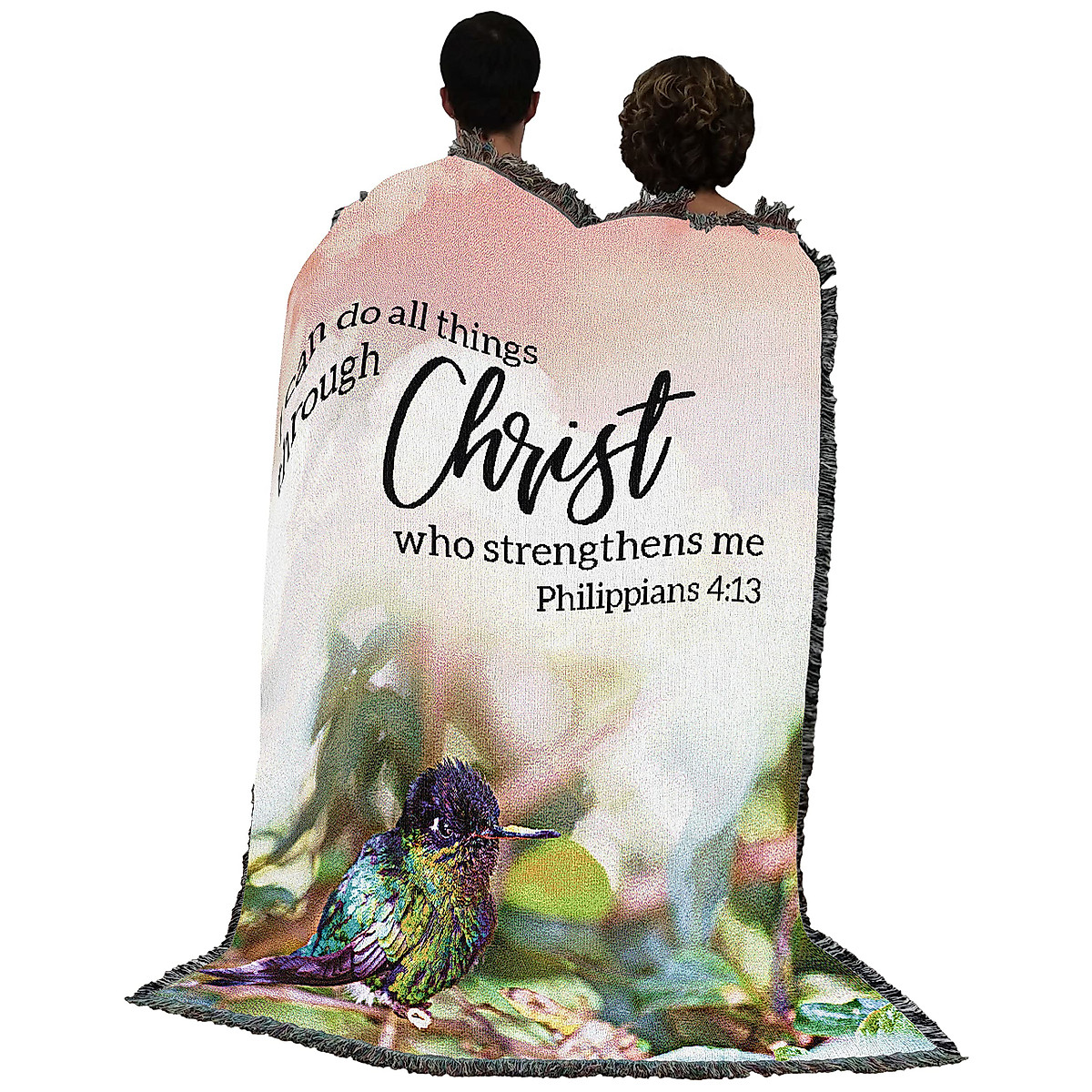 Pure Country Weavers All Things Through Christ Blanket - Philippians 4:13 - Religious Bird Gift Tapestry Throw Woven from Cotton - Made in The USA (72x54)