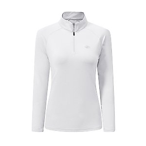 AIRIKE Women's Long Sleeve Shirts Pullover Quarter Zip Collared Sun Protection Workout Tops White S