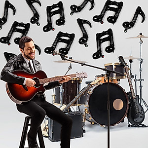 18 PCS Black Note Balloons, 16 Inch Music Balloons, Black Music Note Foil Balloons for Birthday Baby Shower Music Themed Party Concert Band Bar Party Decoration