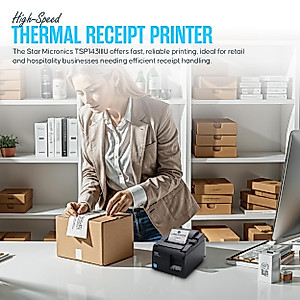 TSP143IIIU USB ONLY - NOT Bluetooth - Star Micronics Thermal Receipt Printer Bundle - 1 Year Warranty - with USB 2.0 Cable, Universal Power Cord and Microfiber Cleaning Cloth - TSP100iii-USB (Renewed)
