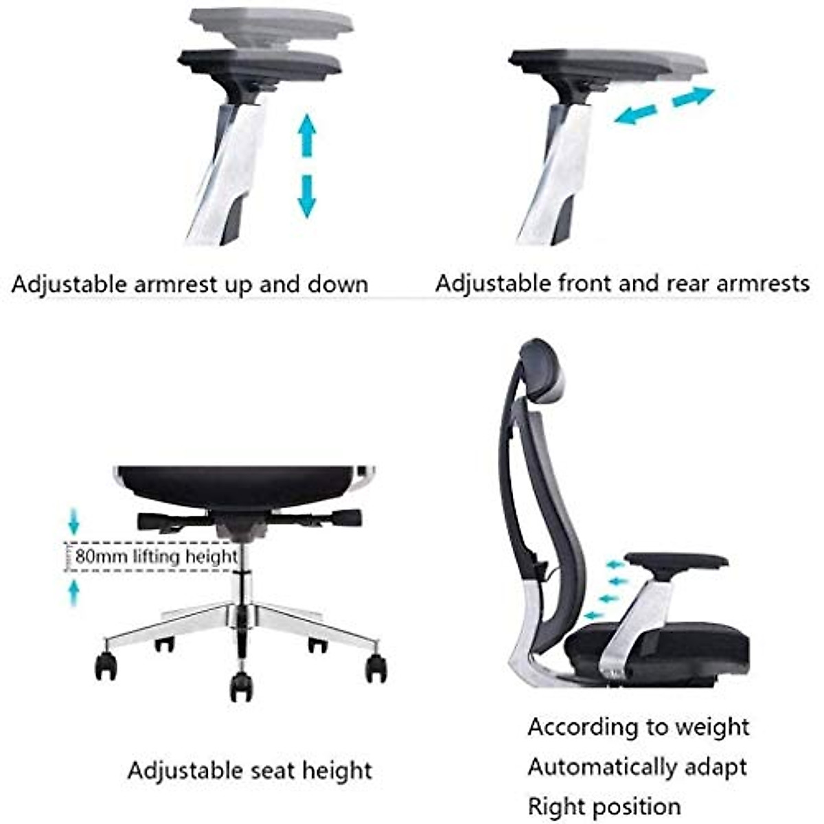 MXIAOXIA Office Chair, Breathable Mesh Computer Chair with Ergonomic Adjustable Lumbar Support Chair with Adjustable Armrest and Headrest, Soft Cushion Seat (Color : D)
