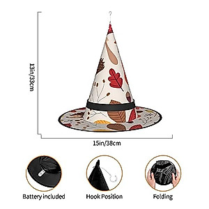 EVANEM Nature Hedgehog 2 Pcs Halloween Witch Hats With Led Lights Halloween Decorations Hat For Women Glowing Witch Hat