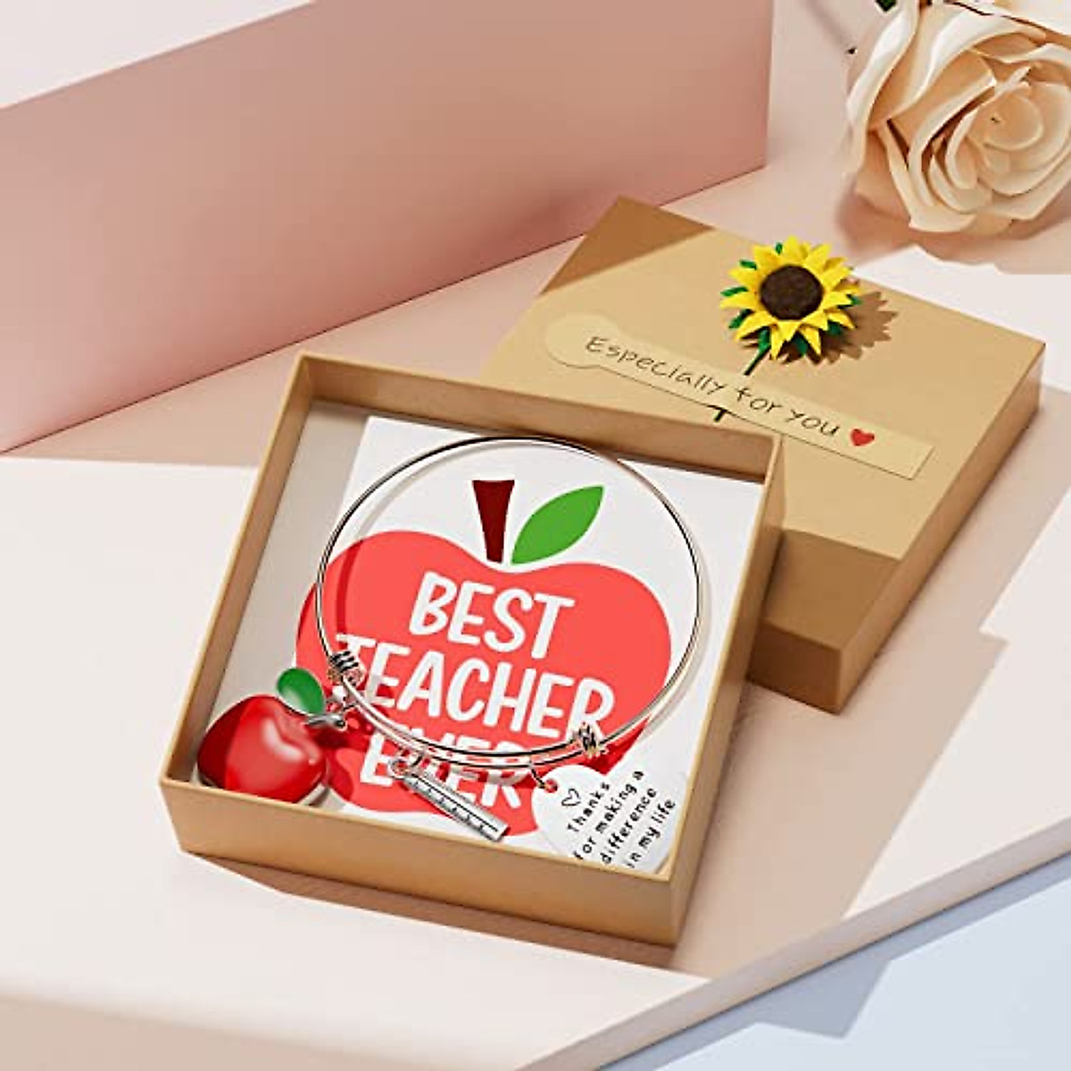 Best Teacher Gifts for Women Teacher Appreciation Gifts, End of Year Teacher Gifts from Student, Thank You Teacher Gifts Basket Daycare Teacher Gift, Funny Teacher Gift Set with Wine Tumbler Bracelet