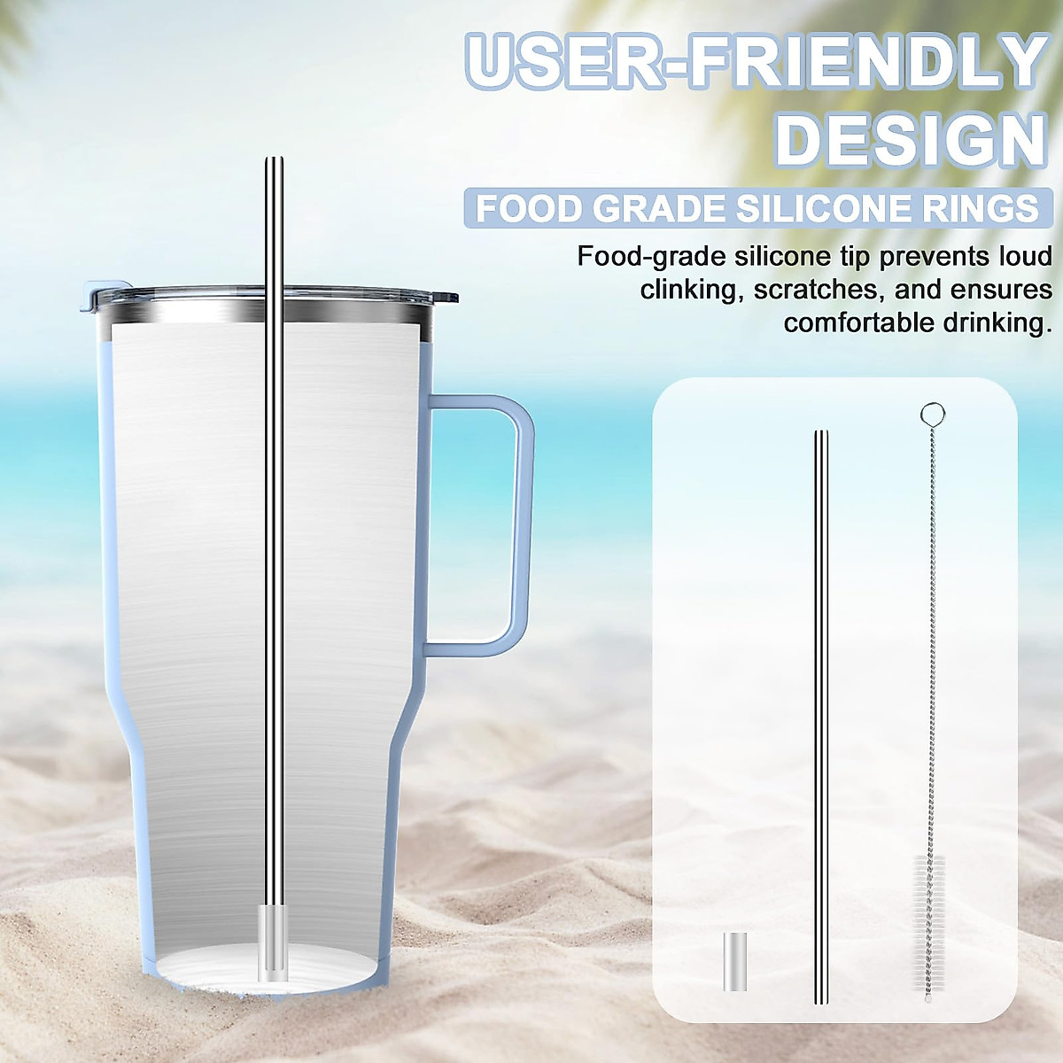 AUSOR 30 oz Tumbler with Lid and Straw,Water Bottle with Handle,Insulated Stainless Steel Tumbler for Hot & Cold, Coffee Travel Mug Cups Reusable Blue