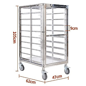 Wonetfls Fully Enclosed Rolling Bakers Rack,9-Tier Stainless Steel Baking Sheets Storage,Cookie Cooling Racks for Baking Commercial Bread Pan Rack Suitable for Bakery Restaurant and Hotel