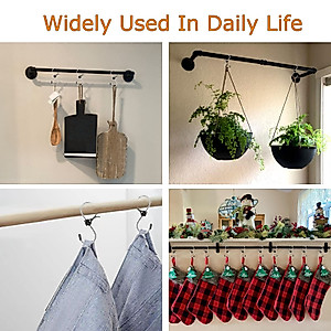 Waitkey 8 Pcs S Hooks for Hanging with Anti-Fall Design, 3.5 inch Anti Drop Heavy Duty S Shaped Hook Kitchen Pot Rack Hooks Closet Hooks for Kitchenware Clothes Bags Towels Plants (Black)