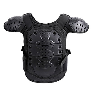 BARHAR Kids Dirt Bike Body Chest Spine Protector Armor Vest Protective Gear for Dirtbike Bike Motocross Skiing Snowboarding Black (S for Height 39"-45")