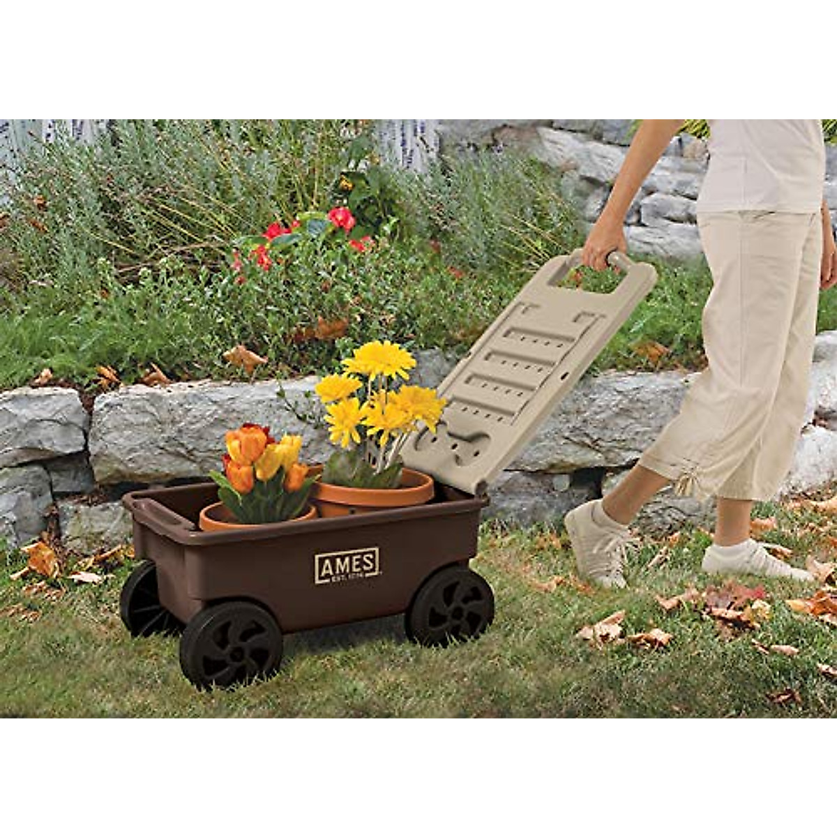 AMES 1123047100 Lawn Buddy Rolling Garden Cart