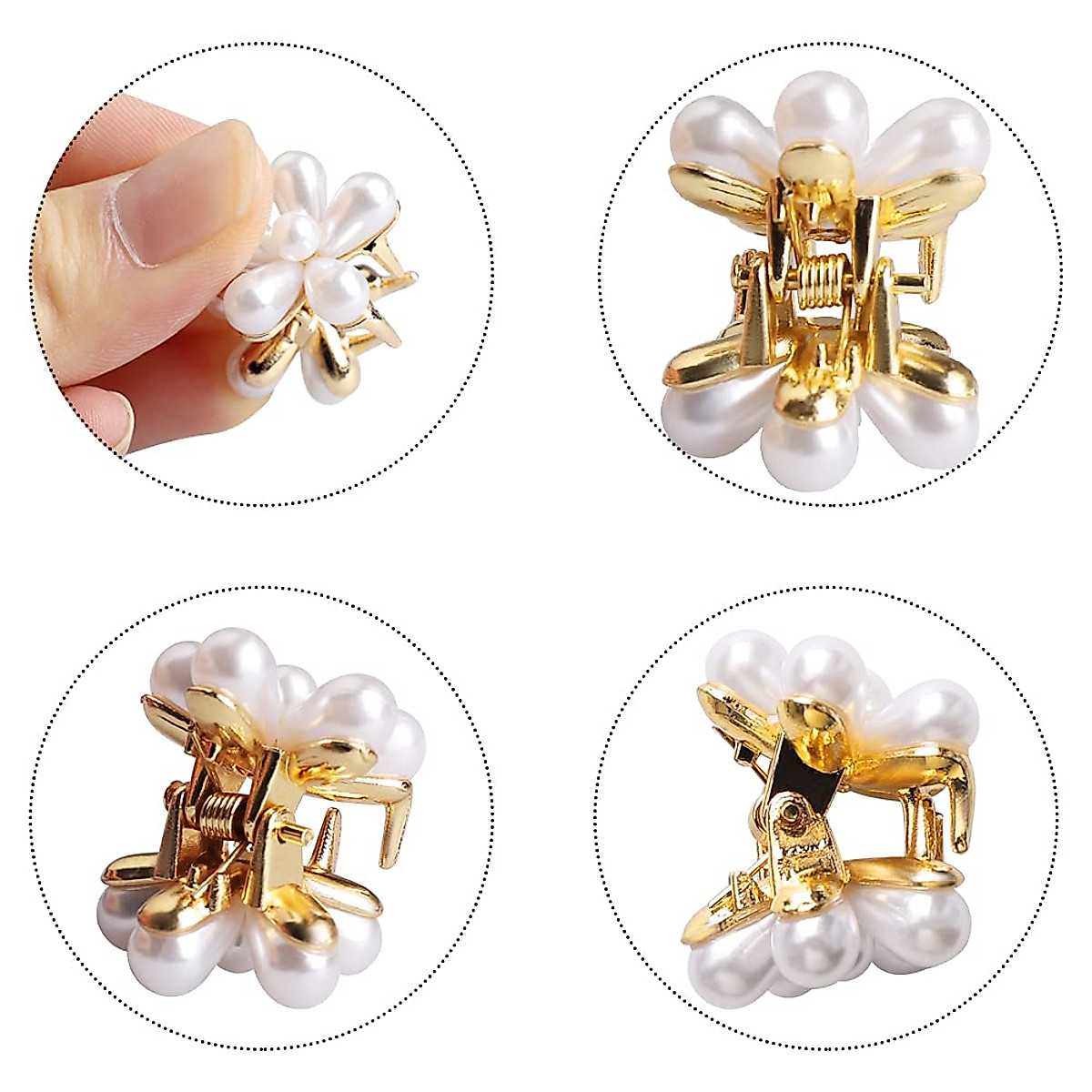 10 Pcs Mini Pearl Hair Clips, Bangs Flower Pearl Hair Clip Mini Flower Pearl Wedding Artificial Pearl Hair Clips for Women Girls Mother's Day Gift(Claw clips)