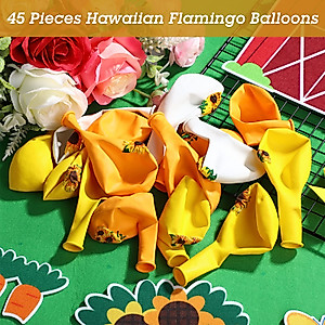 45 Pieces Sunflower Party Decorations Balloons Sunflower Latex Balloons 12 Inches Yellow White Sunflower Balloons for Summer Sunflower Themed Baby Shower Birthday Wedding Party Decorations Supplies