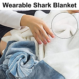 Mekomy Shark Blanket Adult, Shark Blanket Super Soft Cozy Flannel Hoodie, Shark Wearable Blanket, Shark Blanket Hoodie Sleeping Bag (67inx27.5in(L))