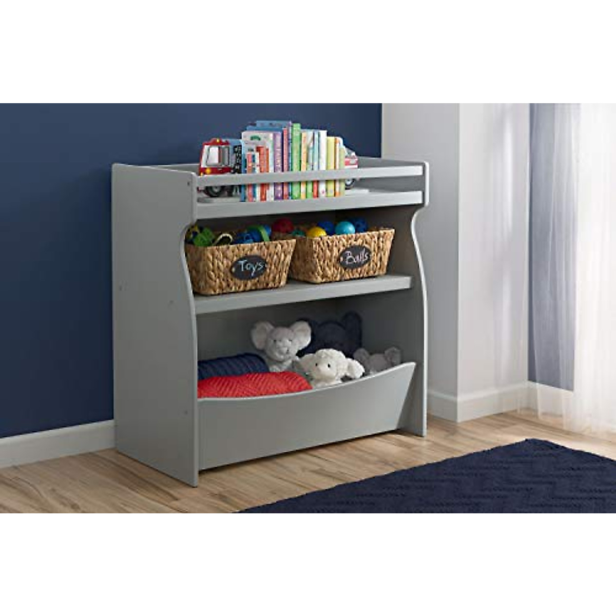 Delta Children 2-in-1 Changing Table & Storage Unit, Grey and Waterproof Baby and Infant Diaper Changing Pad, Beautyrest Platinum, White