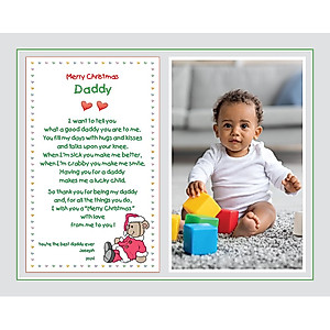 Poetry Gifts New Father, Merry Christmas to Daddy From Baby, 8x10 Inch Print Personalized with Name and Photo
