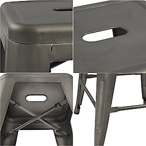 Devoko Metal Bar Stools 24" Indoor Outdoor Stackable Barstools Modern Style Industrial Vintage Counter Bar Stools Set of 4 (24 inch, Gun)