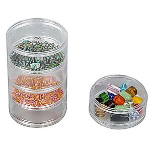 TDOTM 4/5 Layer Big Cylinder Stackable Transparent Round PS Plastic Cosmetics Jewelry Beads Sewing Pills Storage Container Box (5Layer)…