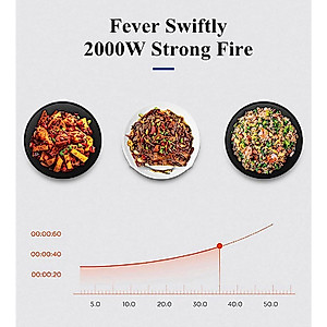 RESKIU Automatic Cooking Machine,2000W 6L auto Cooking Wok Fried Rice Machine,One-Click Smart Start, Three Speed Adjustable,360 ° Automatic Rotation, for Stir Frying,Stewing,Cooking