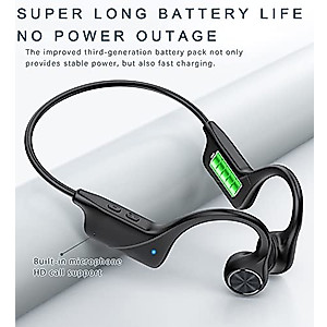 NouSKaU Bone Conduction Headphones, Bluetooth 5.0 Open Ear Headphones with Built-in Mic, IPX7 Sweatproof Waterproof Wireless Sports Earphones for Running, Gym, Hiking, Cycling, New in (Black)