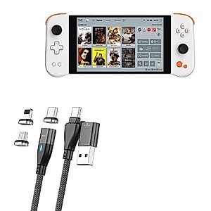 BoxWave Cable Compatible with Ayaneo Next Pro - MagnetoSnap PD AllCharge Cable (100W), Magnet PD 100W Charging Cable USB Type-C Micro USB for Ayaneo Next Pro - Jet Black