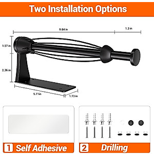 Paper Towel Holder Under Cabinet, Single Hand Operable Wall Mount with Damping Effect, Self-Adhesive or Drilled for Kitchen Bathroom, Black