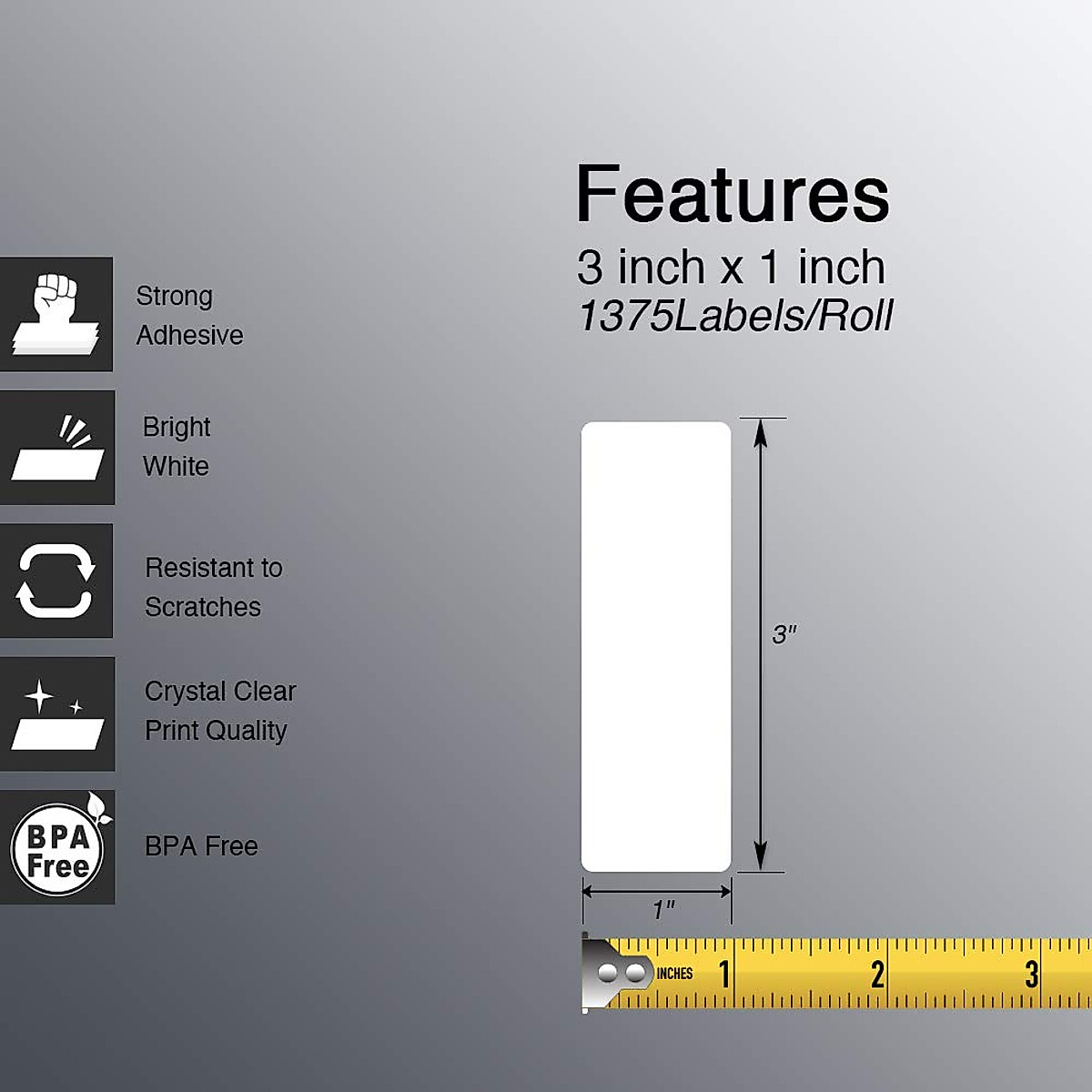 BETCKEY - 3" x 1" (76 mm x 25 mm) UPC Barcode & Address Labels Compatible with Zebra & Rollo Label Printer,Premium Adhesive & Perforated [6 Rolls, 8250 Labels]