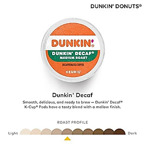 Dunkin' Decaf Medium Roast Coffee, 22 K Cups for Keurig Coffee Makers