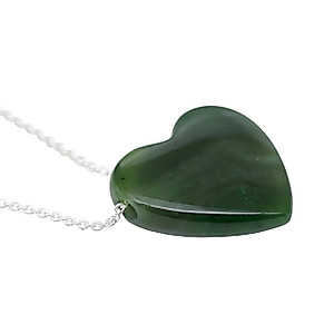 Stellia Healing Heart Jade Necklace 18” – 20” Adjustable Silver Plated Chain