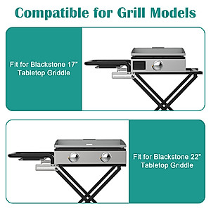 EasiBBQ Portable Grill Cart and Cover for Blackstone 17" 22" Table Top Griddles, Folding Cart Griddle Stand Shelf for Backyard, Camping and Outdoor Cooking. Black