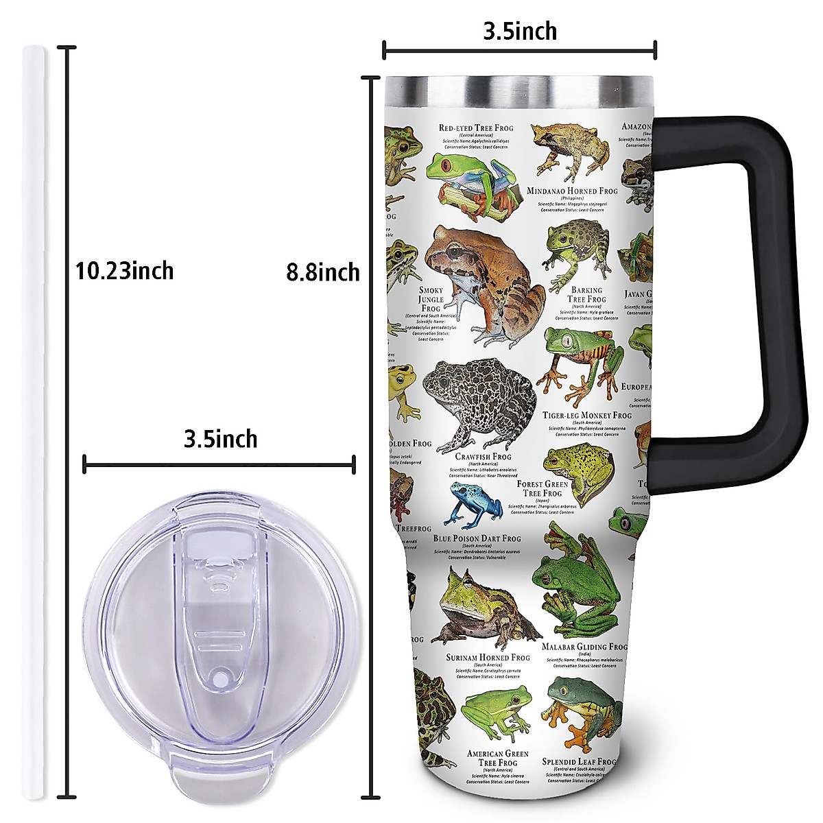 puhnhsv 30 oz Frog Tumbler with Handle and Straw, 30oz Insulated Stainless Frog Tumbler Coffee Travel Mugs Cup Water Bottle Frog Lovers Gifts for Women Girls
