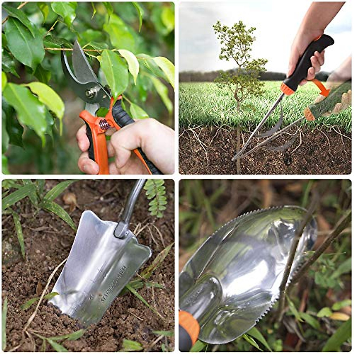 LANNIU Garden Tool Set, 27 Piece Stainless Steel Heavy Duty Gardening Tool Set, Gardening Tools for Women/Grandparents/Parents