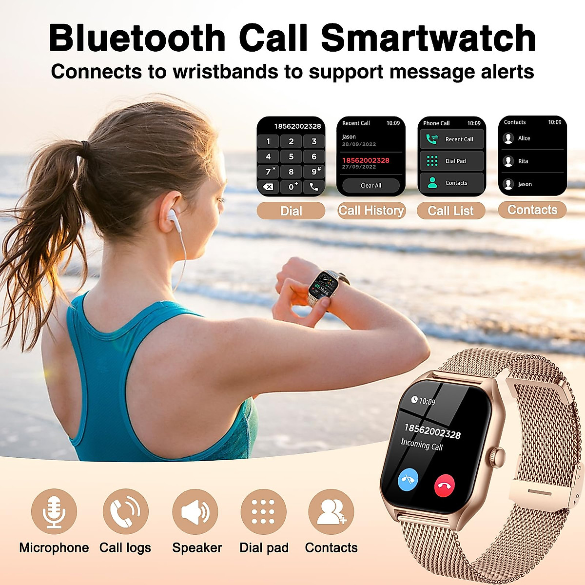 JYNZYUPO Smart Watch for Men Women,(Answer/Make Call) 1.84" Touch Screen Waterproof, 100+ Sport Modes, Fitness Activity Tracker, Heart Rate Sleep Monitor, Pedometer, Smart Watches for Android iOS