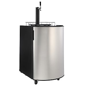 Beer Kegerator, Single Tap Draft Beer Dispenser, Full Size Keg Refrigerator With Shelves, Stainless Steel, Drip Tray & Rail, silver