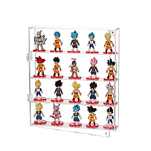 AITEE Acrylic Display Case for Mini Funko Pop Figures, Clear Wall Mounted or Desktop 4 Layer Storage Box Cabinet Organizer for Mini Toys, Collections or Stone