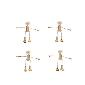 SEWACC Toddler Toys 28 Pcs DIY Educational Action Figure Wooden peg Doll Cake Topper Unfinished Wooden People Dolls Painted Craft Wooden Shapable Robot Wood Grain Crafts Shelf Mannequin