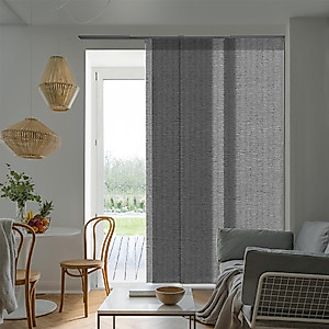 GoDear Design Adjustable Sliding Vertical Blinds 45.8"- 86" W x 96" H, Extendable Panel Track Blinds for Sliding Glass Doors Patio Doors Windows, Trimmable Woven Fabric Vertical Shades, Munich Castle